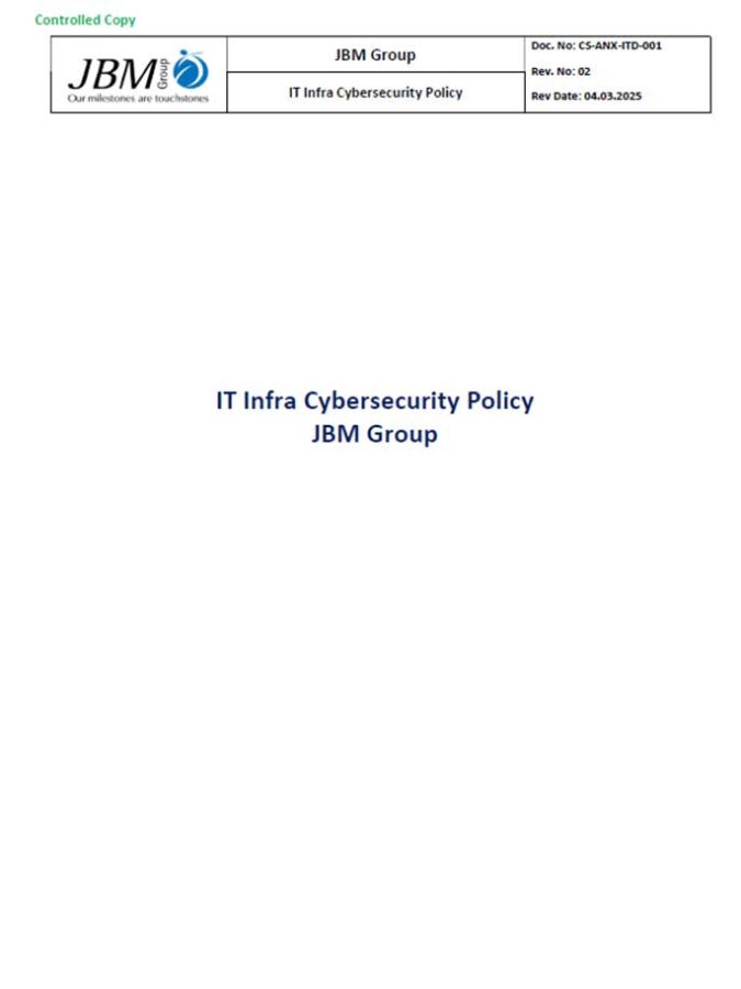 JBM Group IT infra–Cybersecurity Policy - JBM Group
