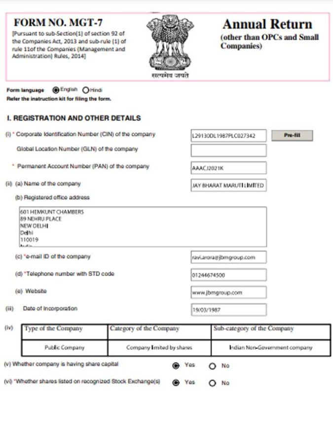 JBML Annual Return FY 2020-2021 - JBM Group