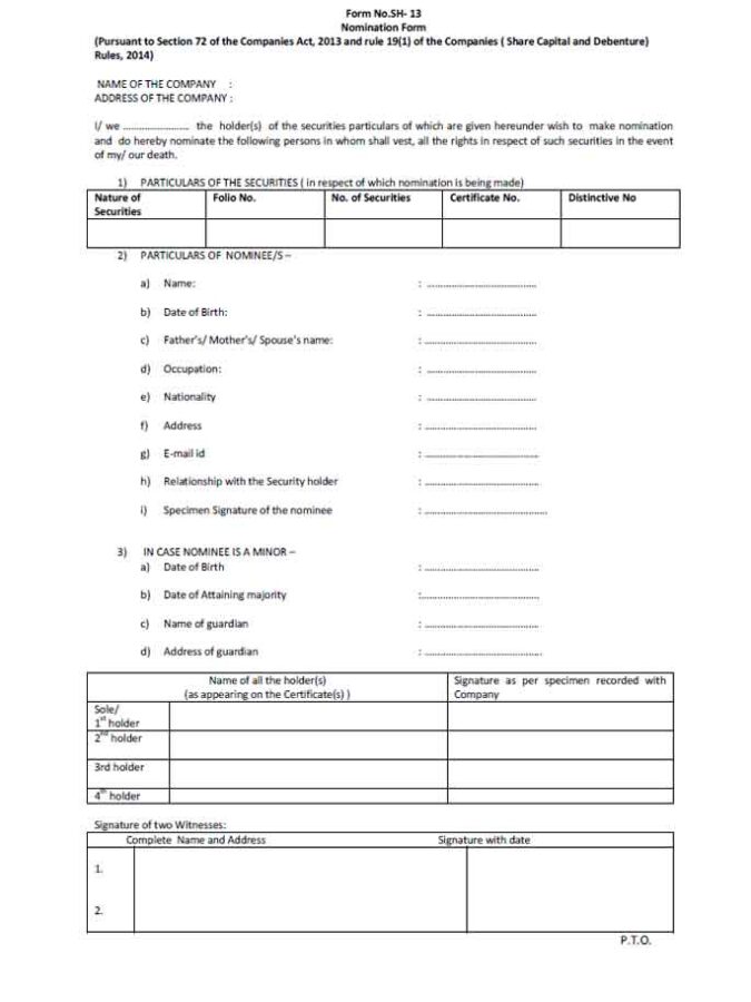 JBML Form for Registering Updating Nominee Details - JBM Group